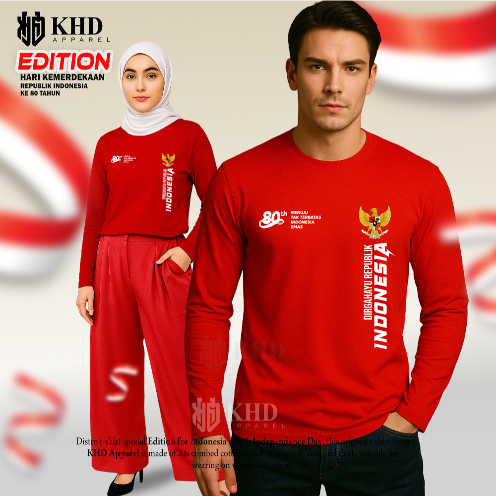 Jual KAOS DISTRO 17 AGUSTUSAN LENGAN PANJANG KAOS KEMERDEKAAN TERBARU 2025, KAOS HUT RI ...