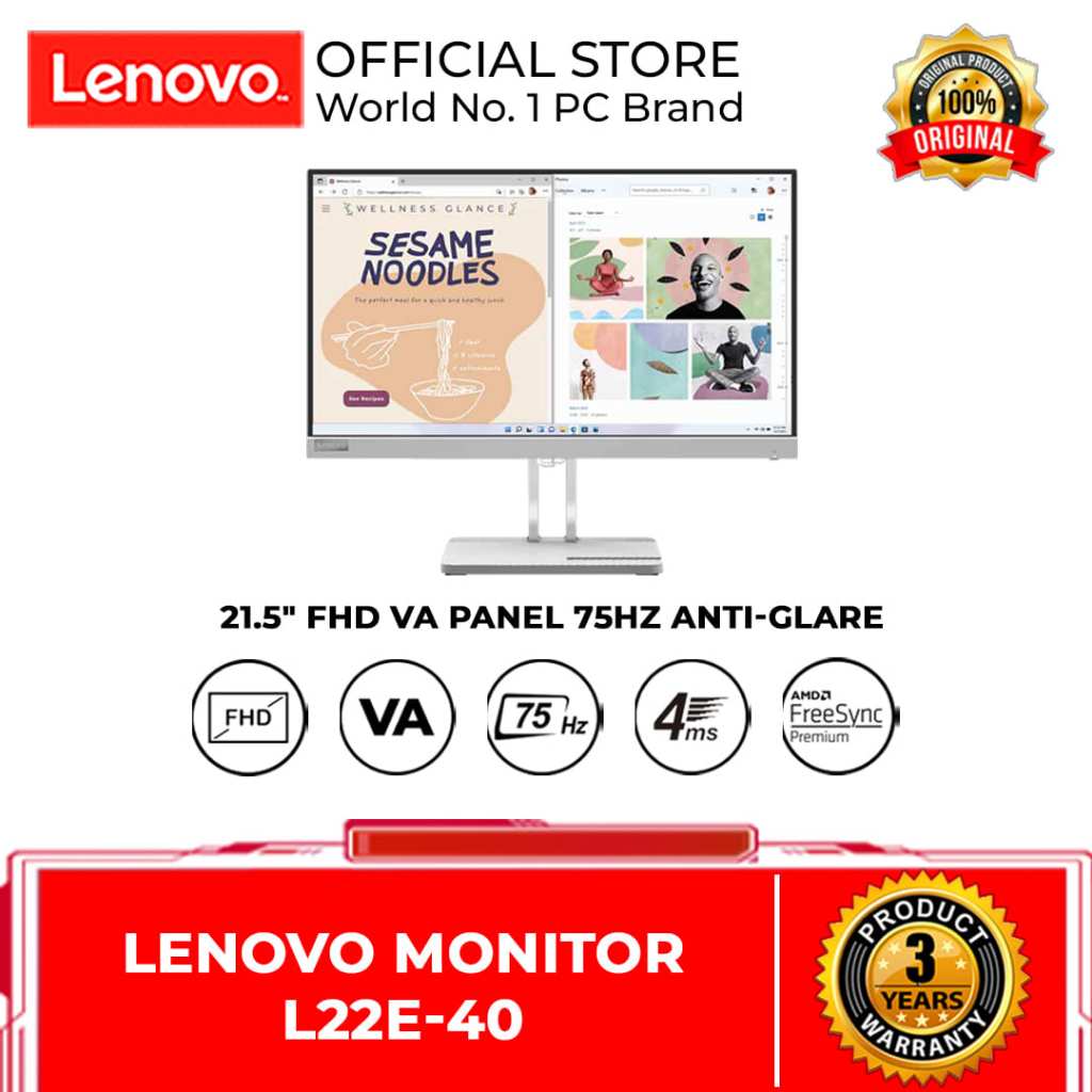 Jual LENOVO MONITOR L22e-40 21.5" FHD VA Panel 75 Hz Anti-glare ...
