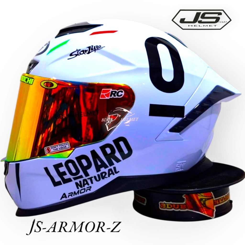 Jual Helm Full face JS ARMOR Z White leopard paket ganteng | Shopee ...