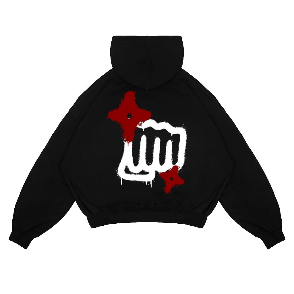 Jual Hoodie Zipper Boxy Dakymori - Fight Again Design (Sablon Puff Red ...
