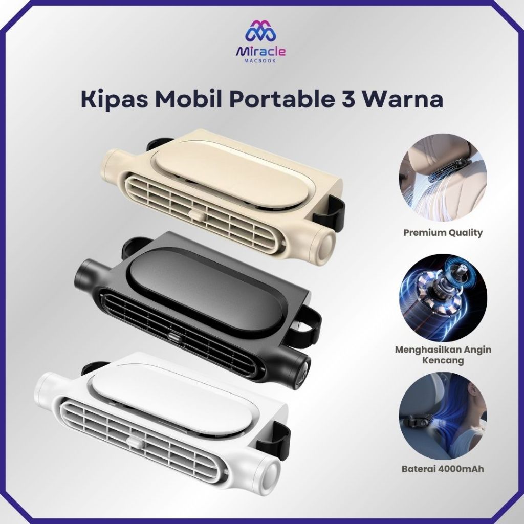 Jual MIRACLE Kipas Angin Mobil Turbo Ganda 3000mAh | Kipas Velcro ...