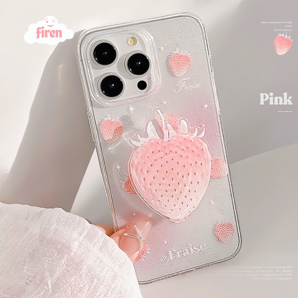 Jual FIREN I Soft Case Bening Dan Kombinasi Buah Strawberry Pink Pop ...