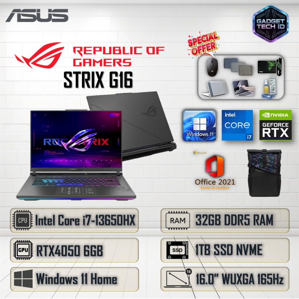 Jual Asus ROG Strix G16 G614JU Core i7 13650HX RTX4050 6GB/ 32GB 1TB ...