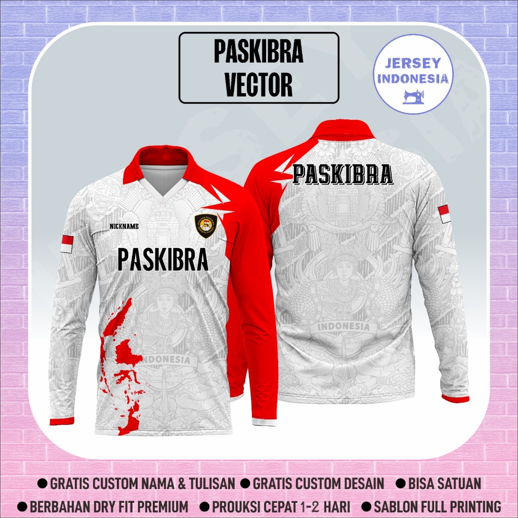 Jual Baju Jersey PASKIBRA VECTOR Lengan Pendek dan Panjang, Berbahan ...