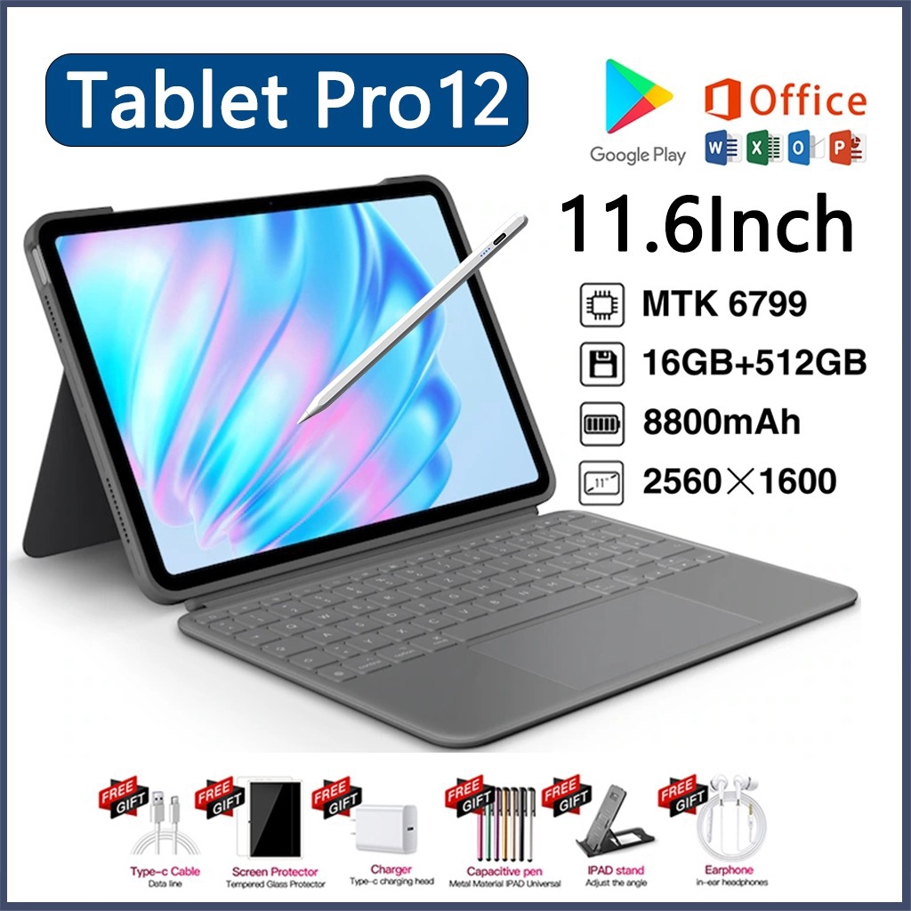 Jual [Bisa COD]Tablet Pro12 11.6 inch 16GB+1024GB Tablet Android Layar ...