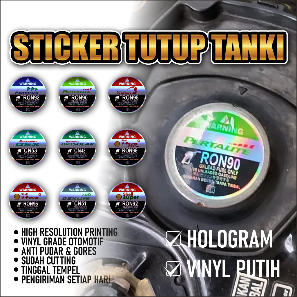 Jual (COD) Stiker Sticker Warning Tutup Bensin Pertamax Pertalite Shell Super V power Pertamina ...