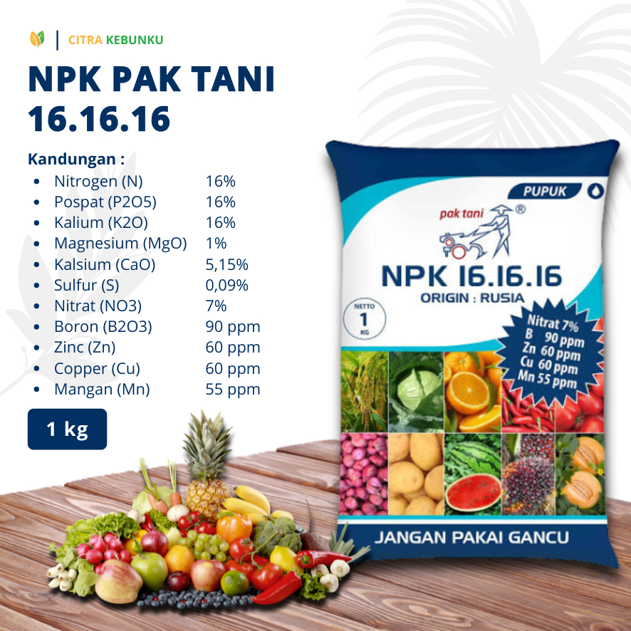 Jual Pupuk NPK Pak Tani 16.16.16 Kemasan 1 kg | Shopee Indonesia