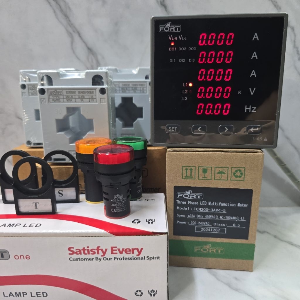 Jual FORT PAKET PROMO DIGITAL MULTIMETER AVHZ 3PHASE + CT + PILOT LAMP . BONUS LEGEND PLATE R, S ...