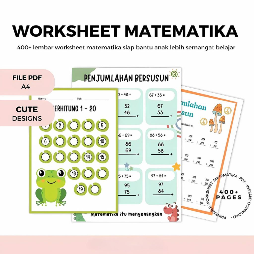 Jual 400++ Printable Worksheet Matematika Anak TK & SD | Latihan Soal ...