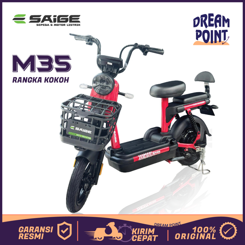 Jual Sepeda Listrik SaiGe M35 Rangka kokoh Keranjang 500watt Sepeda ...