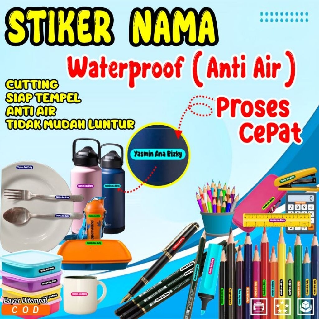 Jual Sticker label nama ,custom stiker cutting label nama anti air ...