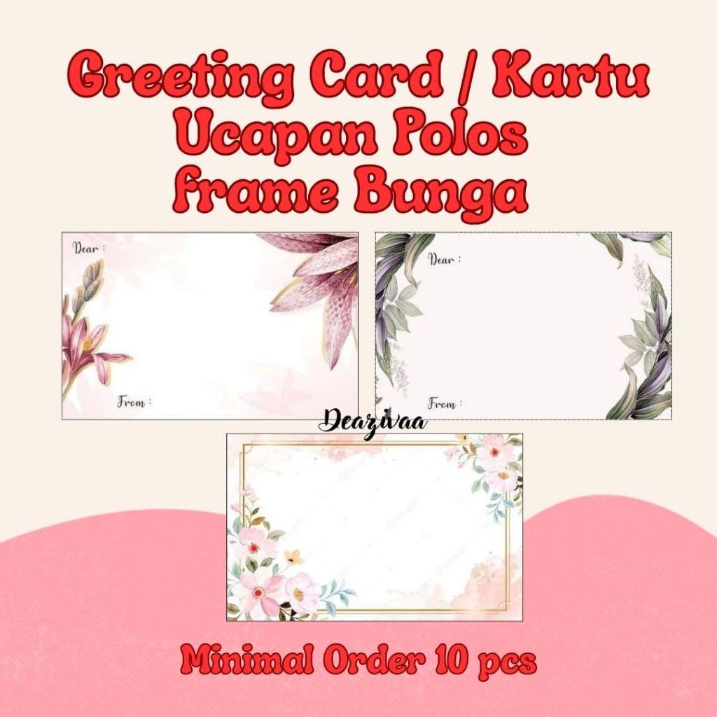 Jual Greeting Card Polos Frame Bunga / Kartu Ucapan Polos | Shopee ...