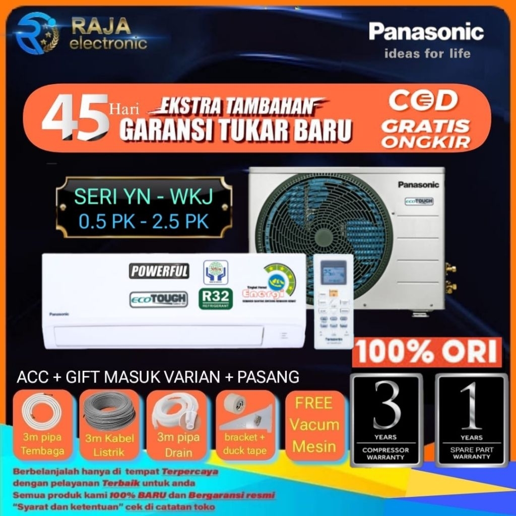 Jual AC PANASONIC 1/2 PK s/d 21/2 PK series YN - WKJ LOW VOLTAGE R32 SI ...