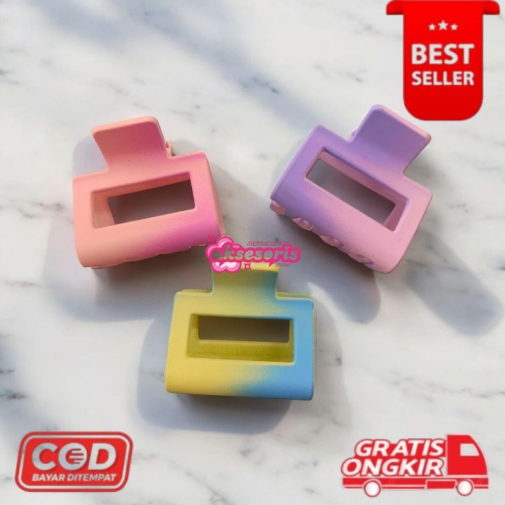 Jual [DAM] Jepit jeday salon kotak polos 4cm dan pelangi 5cm | Shopee ...
