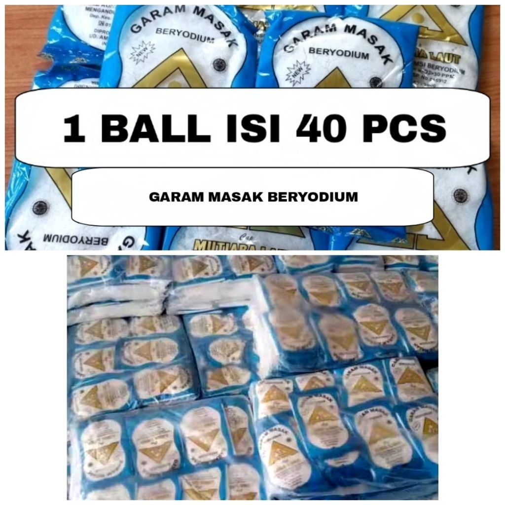 Jual 40 Pcs Garam Masak Beryodium Segi Tiga Mas Mutiara Laut 1 Bal isi ...