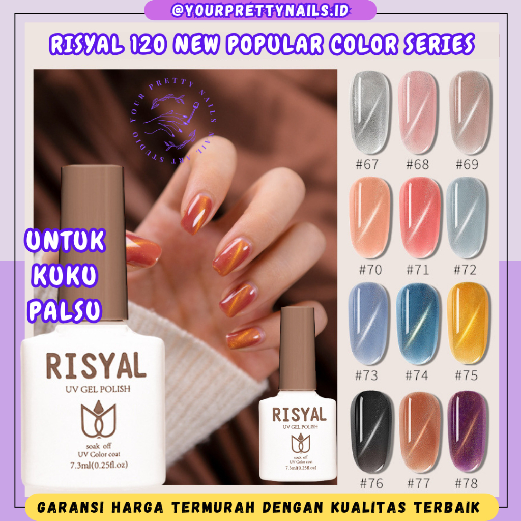Jual (41-80) RISYAL 120 Colors Nail Gel Polish Cat Eye Glitter Series ...