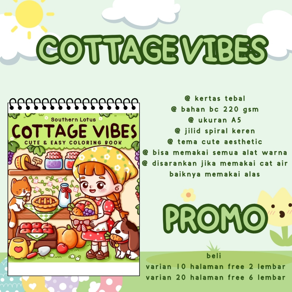 Jual Cottage Vibes Cute & Easy Coloring Book Buku Mewarnai Anak Remaja ...