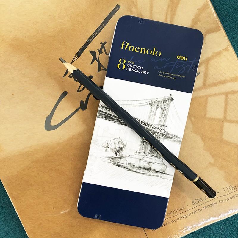 Jual Alat Gambar Deli Sketch Pencil Set Pensil Sketsa Gambar isi 8 Box ...