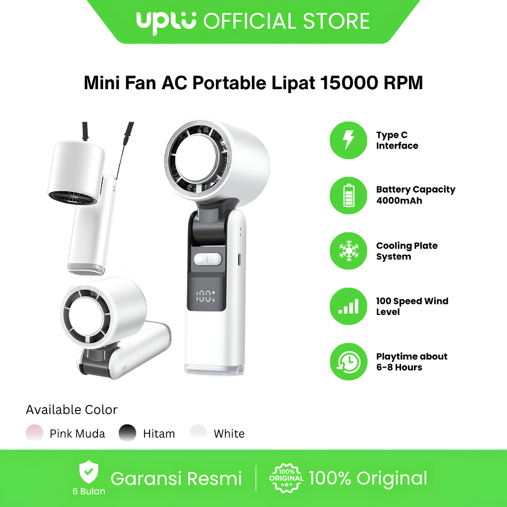 Jual UPLU Kipas Angin USB Lipat Turbo Strong Portable Rechargeable Mini ...
