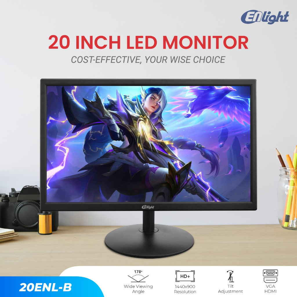 Jual Monitor LED Enlight 20ENL-B 20" VA 1440 x 900 75Hz 5ms HDMI VGA ...