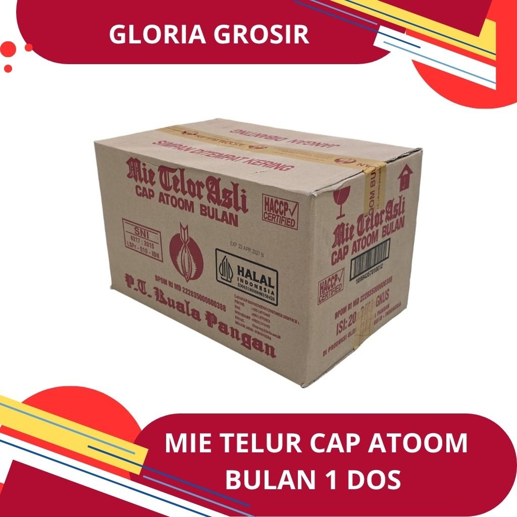 Jual ATOOM BULAN / MIE ATOM BULAN Mie Telur : 1 Dus isi 20 pcs @ 200 gr ...