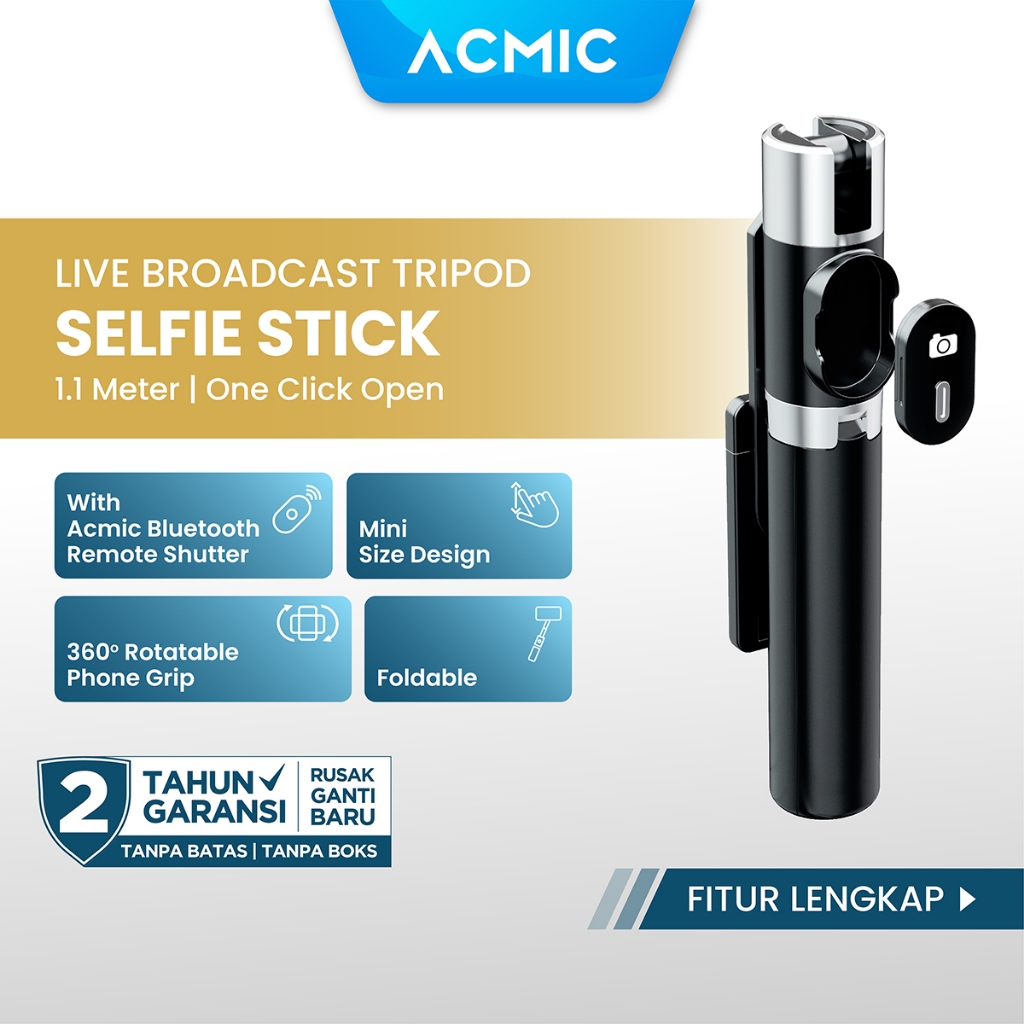 Jual [New Launch] ACMIC TS11 Tongsis Tripod Bluetooth Remote Selfie ...