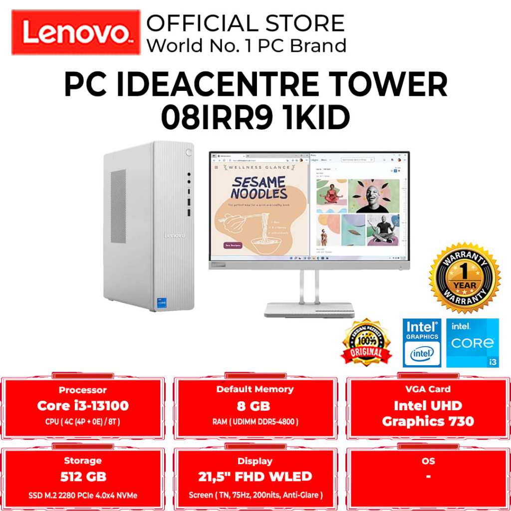 Jual LENOVO PC DESKTOP IC IDEACENTRE TOWER 08IRR9 1KID GREY INTEL CORE ...