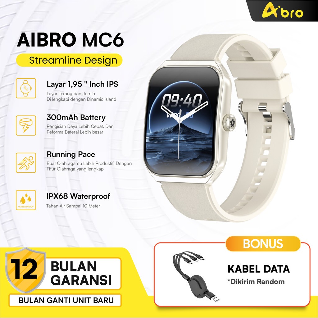 Jual ( LAYAR CURVE AMOLED ) AIBRO Smartwatch MC6 Running Tracker Pace, Layar Curved Amoled | Hi ...