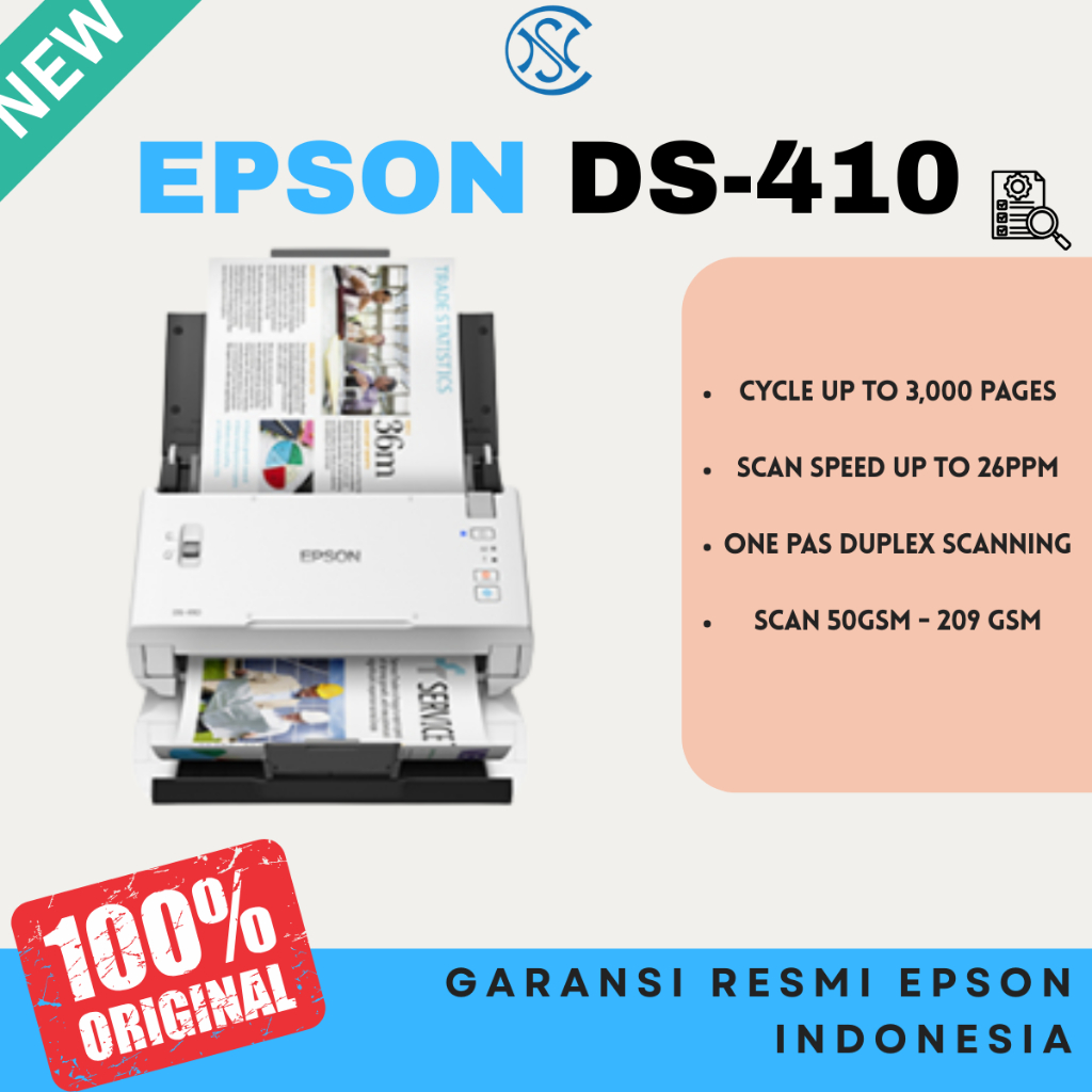Jual SCANNER EPSON WORKFORCE DS-410 DOCUMENT SCANNER DUPLEX | Shopee ...