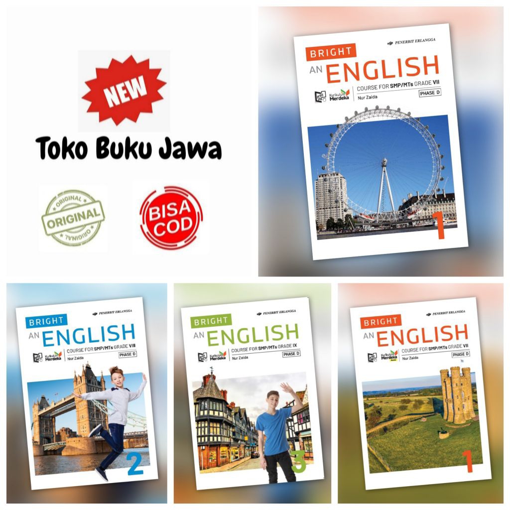 Jual OBRAL Buku SMP Bright An English Course Kelas 7 8 9 VII VIII IX Erlangga Kurikulum Merdeka ...