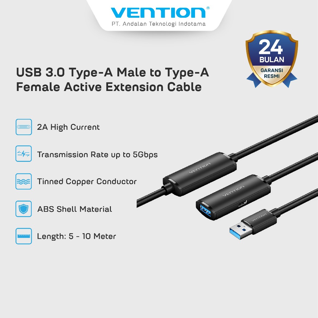 Jual Vention Kabel Extension USB A 3.0 Male to Female With USB Type C ...