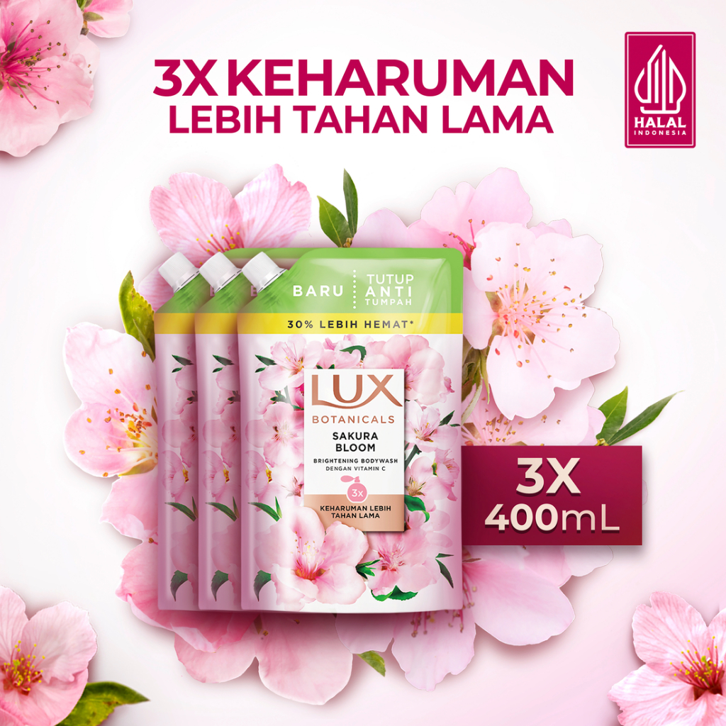 Jual Lux Botanicals Body Wash Refill Sakura Bloom Kulit Glowing 400ml ...