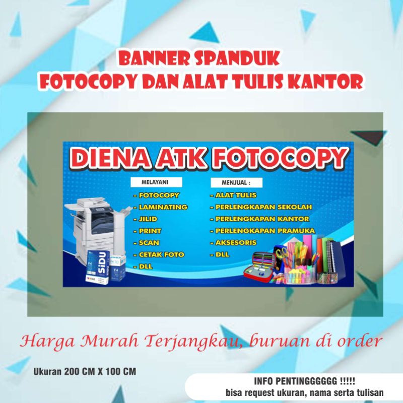 Jual BANNER FOTOCOPY DAN ATK UKURAN 200 CM X 100 CM HARGA TERJANGAKAU | Shopee Indonesia
