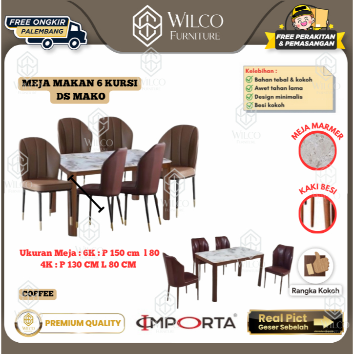 Jual Meja Makan DS MAKO Coffee Meja Makan | Marmer Meja Makan 6 Kursi ...