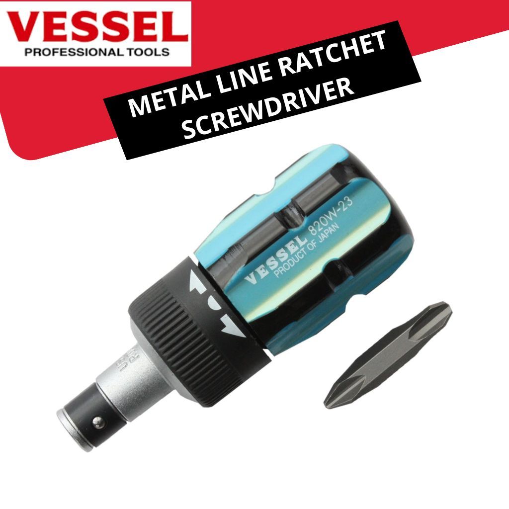 Jual VESSEL Obeng Ratchet Kecil Metal Line Stubby Ratchet Driver No ...