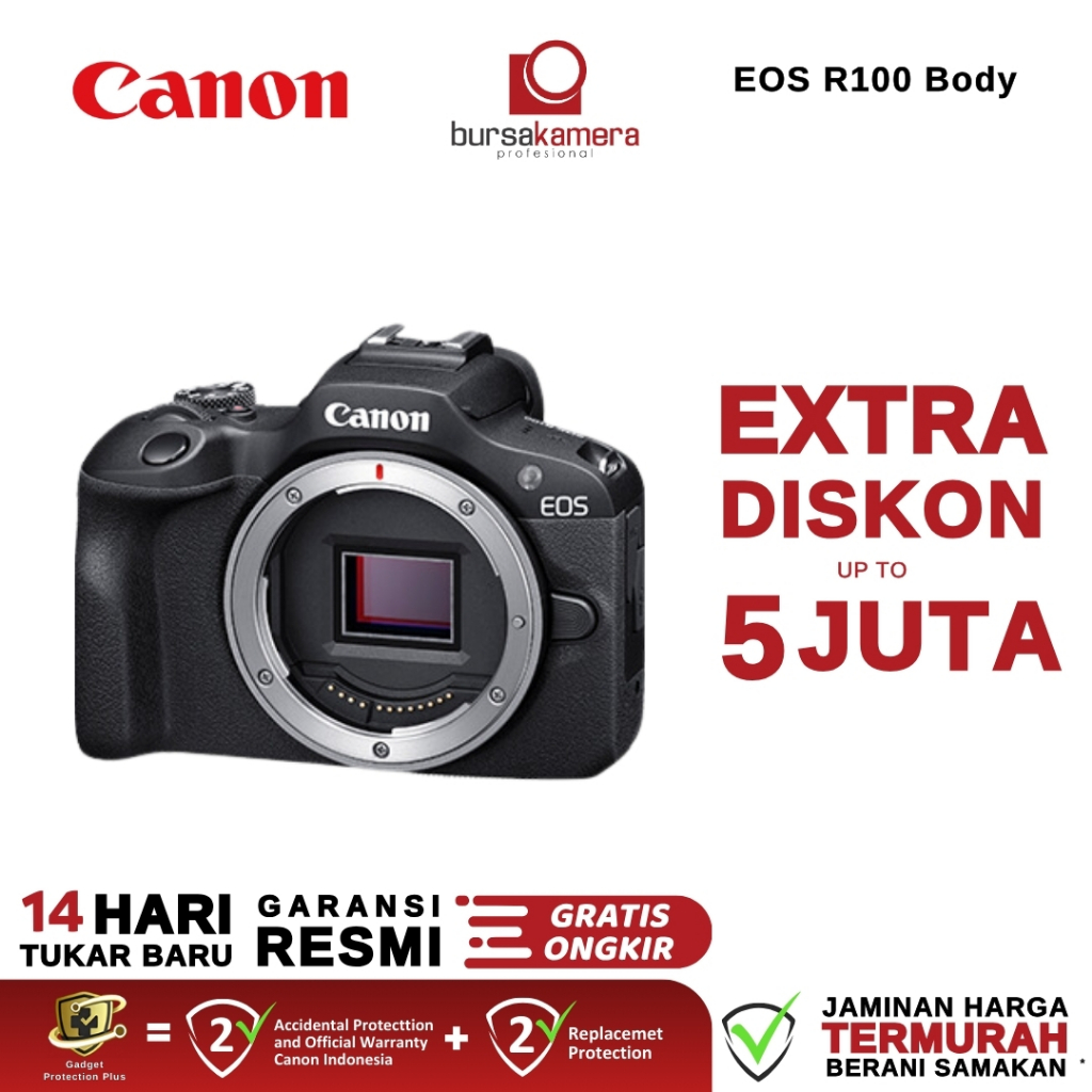 Jual Canon EOS R100 Body Only Mirrorless Camera R 100 Body R-100 ...