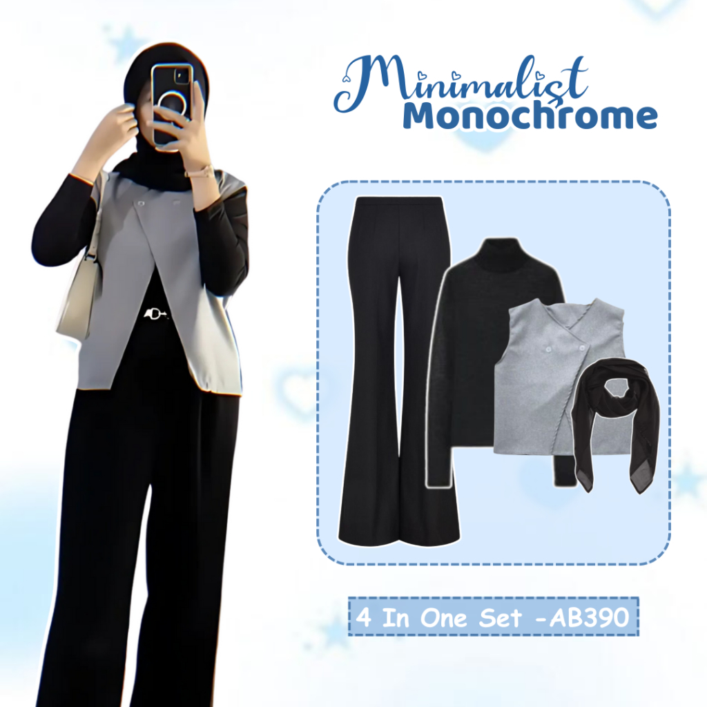 Jual Godiva 4 In One Set Hijab Style Outfit Korea ( Vest - Manset ...