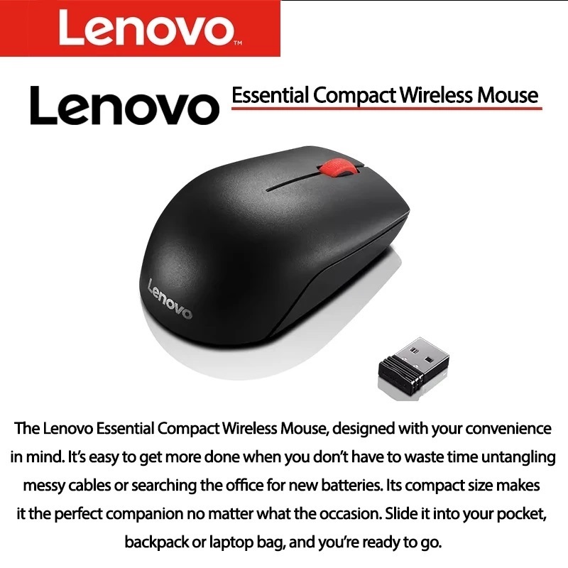 Jual Lenovo Mouse Essential Compact Wireless 1000 DPI | Shopee Indonesia