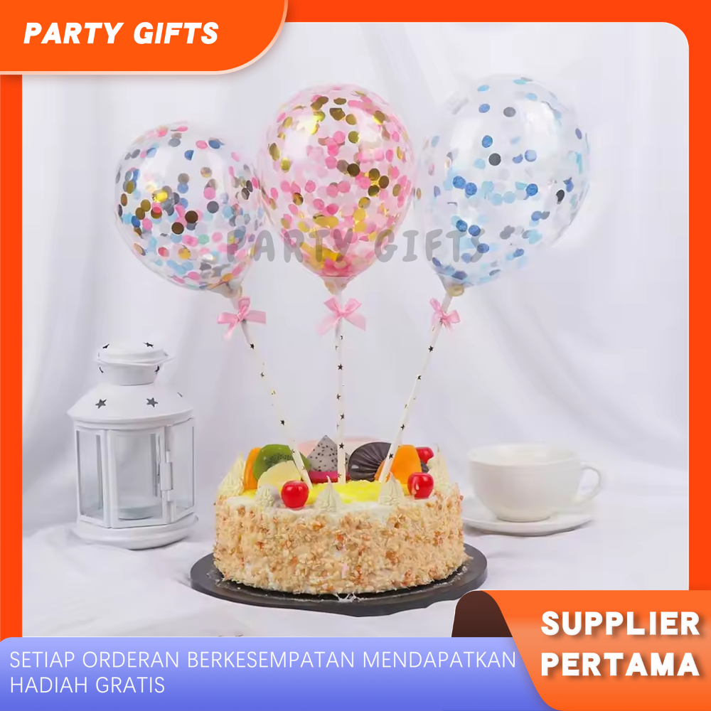 Jual PARTYGIFTS Cake Topper Balon Latex Confetti Hiasan Kue Ulang Tahun ...
