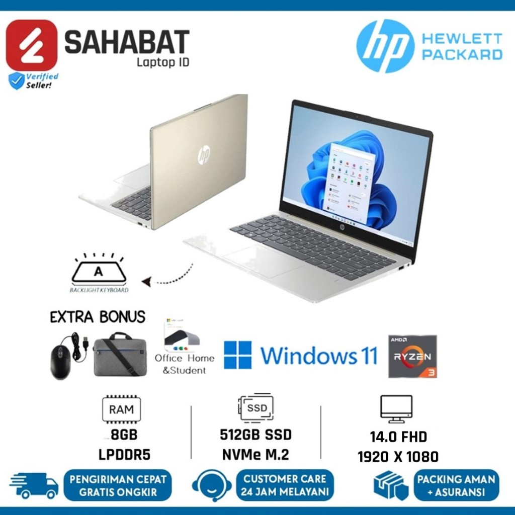 Jual HP 14 em0332au/em0333au Amd Ryzen 3 7320u Ram 8gb Ddr5 14 Inch ...