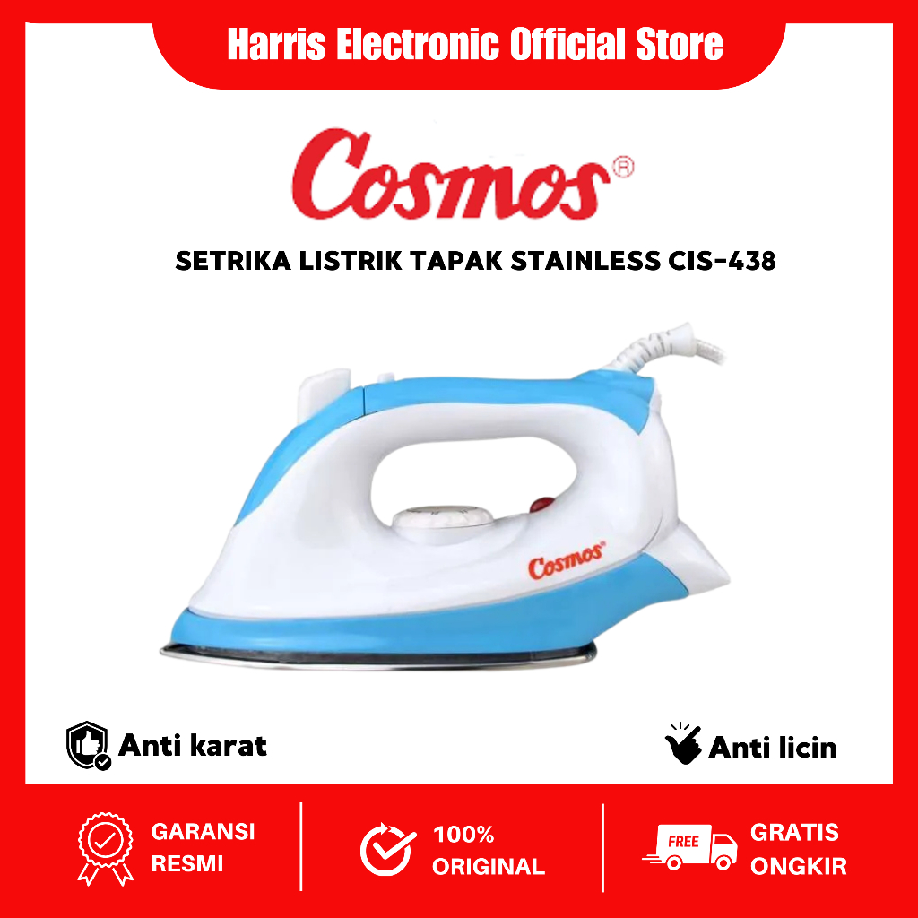 Jual COSMOS Setrika Listrik Tapak Stainless CIS 438 - Garansi 1 Tahun ...
