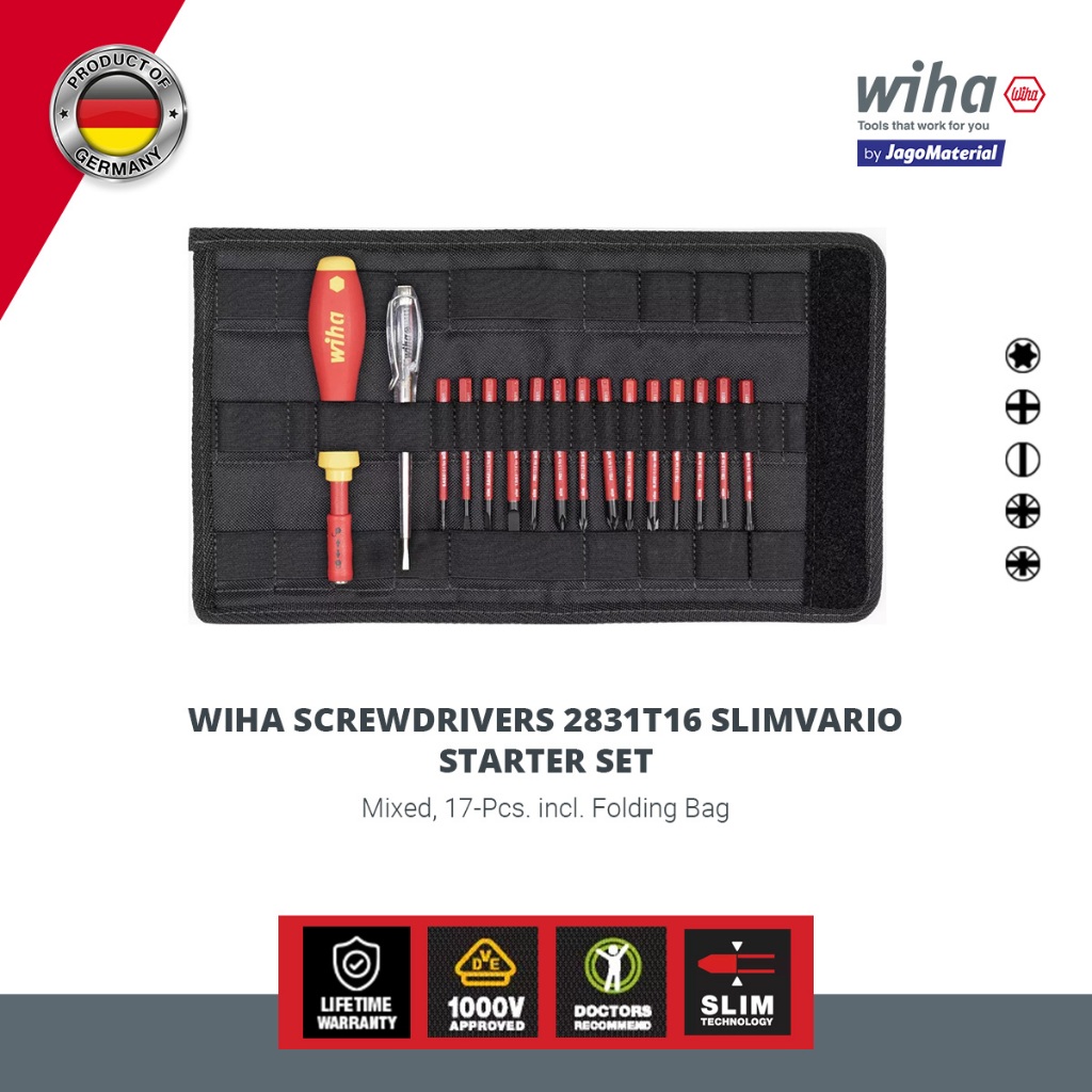 Jual Wiha Insulated Screwdrivers 2831T16 slimVario® Starter Set - Obeng Listrik + Mata Obeng Set ...