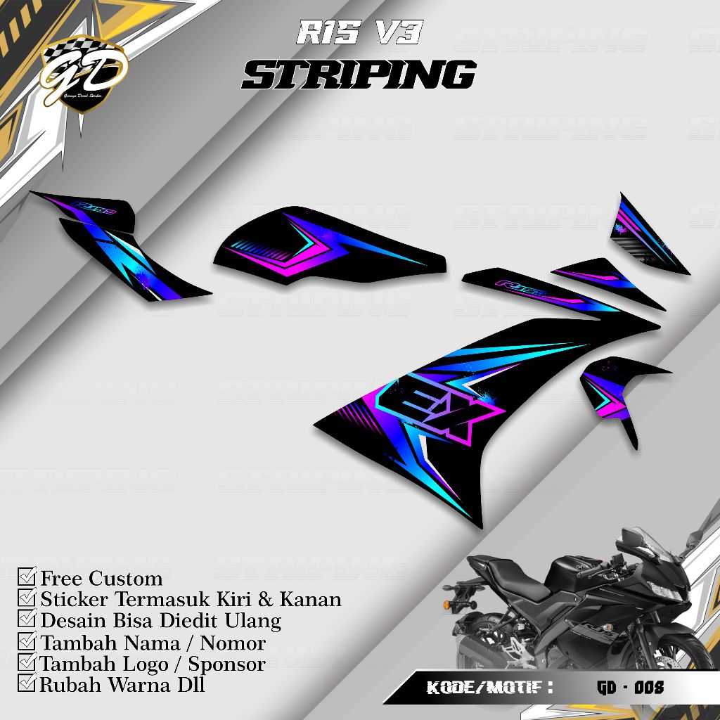 Jual STRIPING R15 V3 - Stiker Striping R15 V3 - Striping Variasi Yamaha ...