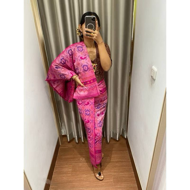 Jual KAIN TENUN ENDEK KHAS BALI MOTIF PALEMBANG PINK PESANAN | Shopee ...