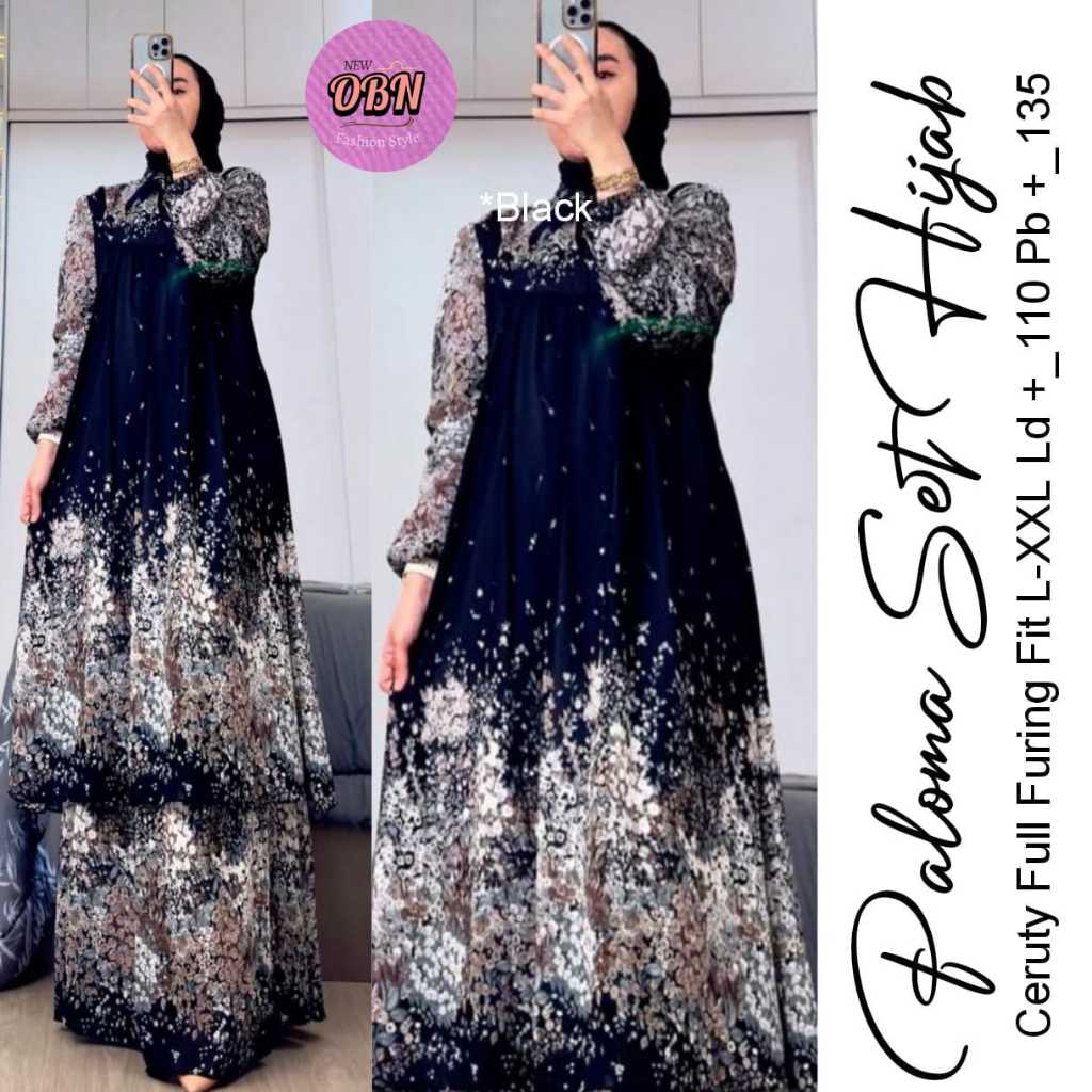 Jual PALOMA SET BY OBN / SETELAN WANITA DRESS MIX HIJAB BAHAN CERUTTY ...