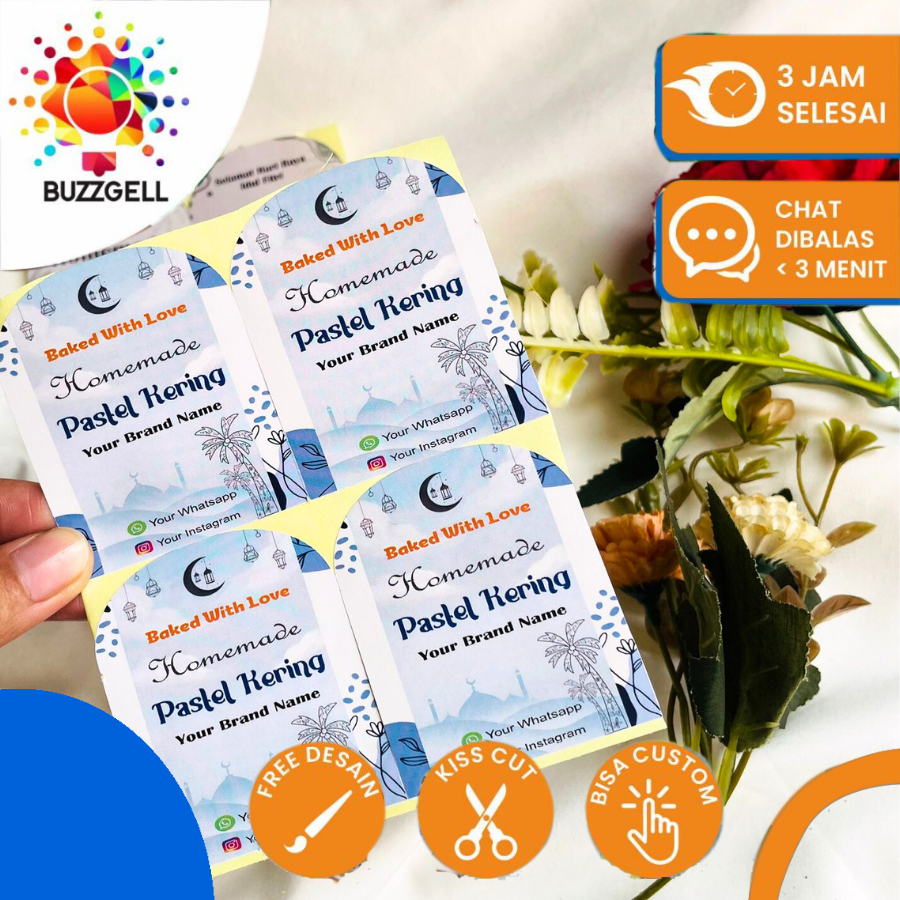 Jual Cetak Stiker Label Produk Kue Stiker Toples Kue Bentuk Oval cetak ...
