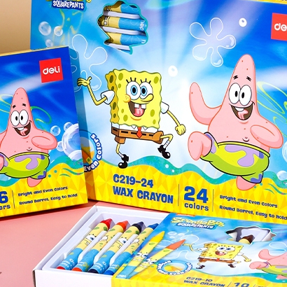 Jual Deli Krayon / Wax Crayon 16 warna Spongebob Special Edition EC219 ...