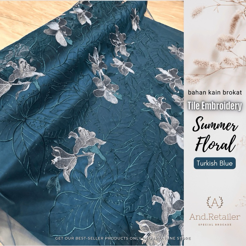 Jual Bahan Kebaya kain Brokat Mewah Tile Embroidery Summer Floral 2 ...