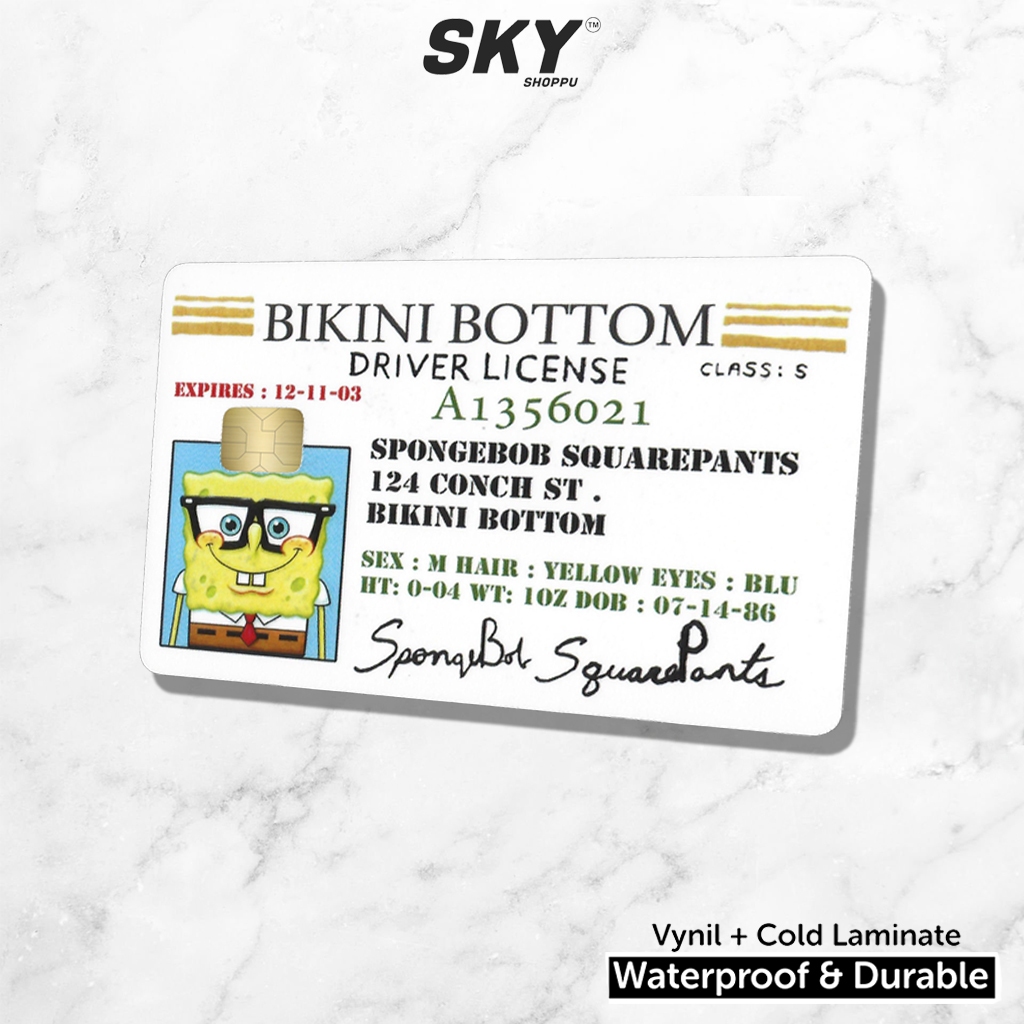 Jual Sticker Stiker Kartu Atm Skin Card Spongebob Driver License ...