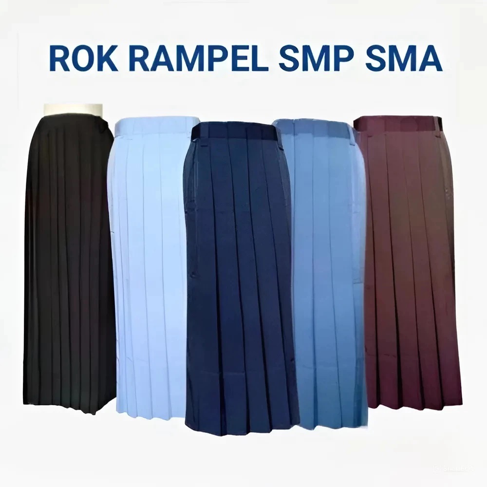 Jual Rok REMPEL Keliling Sekolah Kerja Putih Hitam Abu SMA Biru SMP ...